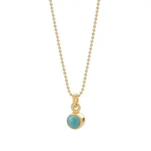 NELLOU JEWELLERY Gem Dot Turquoise Birthstone Gold Plated Necklace - Blue