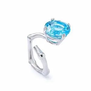 GERMAN KABIRSKI Mirae Open Band Ring With Blue Topaz - Blue/silver