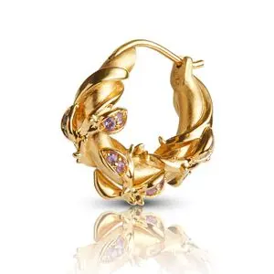 KASUN LONDON Enchanted Amethyst Forest Hoop Earring - Gold