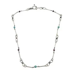 TG-JEWELLERY BY TAMARA GERVASIO Sterling Silver Necklace With Garnet And Turquoise Beads - Silver/blue/red