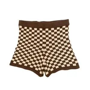 Pink Haley Checked Knit Shorts