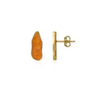 SPERO LONDON Molten Dripping Coral & Amber Stud Earrings - Yellow