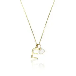 LILY & ROO Initial And Pearl Drop Necklace - Gold