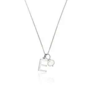 LILY & ROO Initial And Pearl Drop Necklace - Silver