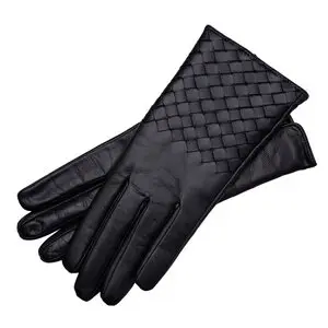 1861 GLOVE MANUFACTORY Trani Woven Leather Gloves - Black