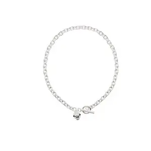 MHART Sculpted Caged Sphere Chain Necklace - Silver