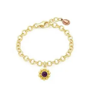 UNALOE Vermeil Flower Charm Bracelet With Amethyst - Gold
