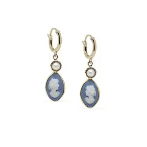 VINTOUCH ITALY Gold-plated Isabella Cameo Hoop Earrings - Gold/blue