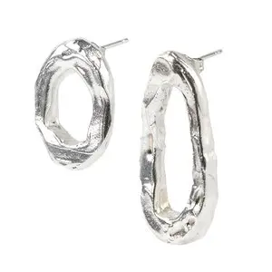 DE ROMS Molten Irregular Hoop Earrings - Silver