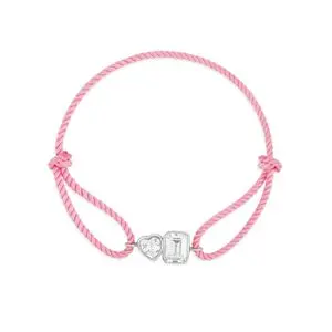 SHYMI Cord Bracelet With Cubic Zirconia - Silver/pink