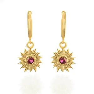 C.J.M Star Huggie Earrings Pair - Red