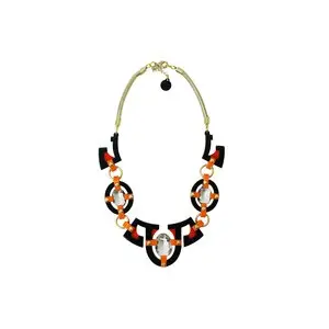 GISSA BICALHO Handmade Acrylic Plastron Necklace - Orange