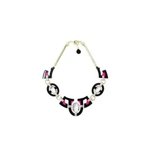 GISSA BICALHO Handmade Acrylic Plastron Necklace - Pink