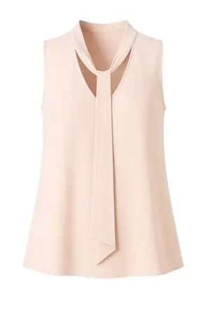 CONQUISTA Sleeveless Tie-neck A-line Top - Orange