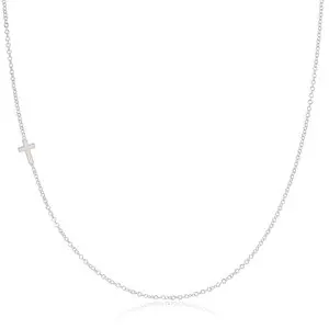 Maya Brenner Designs 14k Gold Asymmetrical Cross Charm Necklace - White