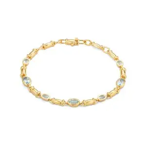 LULU B LONDON Topaz Gemstone Chain Bracelet - Blue