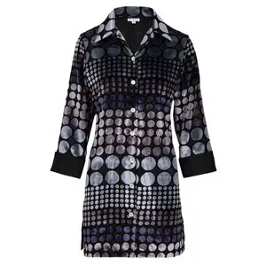 AT LAST... Amanda Velvet Button-up Shirt - Grey