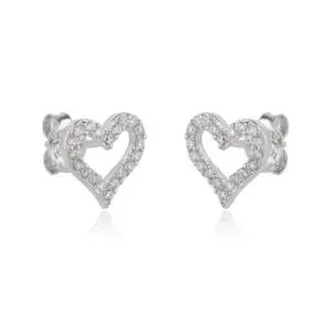 SPERO LONDON Heart Sterling Stud Earrings - Silver