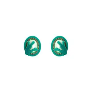 GISSA BICALHO Oval Pearl And Strass Earrings - Green