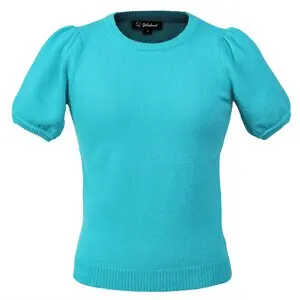 SMART AND JOY Short Sleeve Round Neck Knit Top - Blue