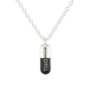 Kris Nations Chill Pill Enamel Pendant Necklace - Black/silver