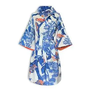 PICK HAPPY Kimono Owl Print Midi Dress - Blue