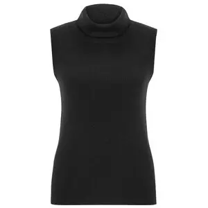 PERALUNA Roll Neck Sleeveless Knitwear Blouse - Black