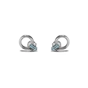 ONI Aquamarine Donut Stud Earrings - Silver