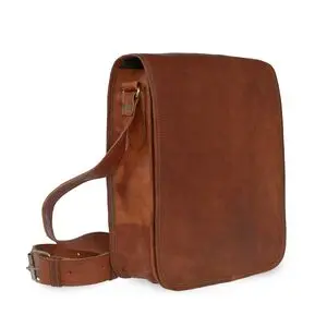 VIDA VIDA Vintage Leather Messenger Bag - Brown