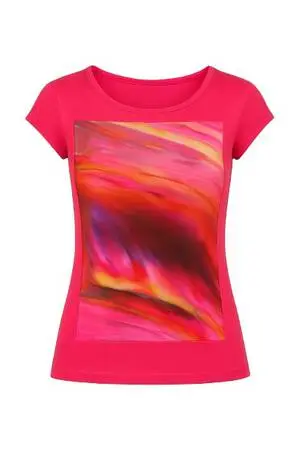 CONQUISTA Print And Solid Colour Stretch Top