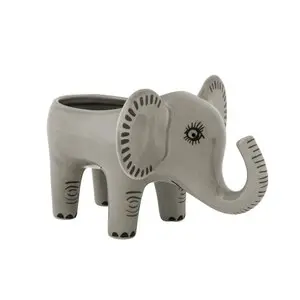 Hannah Turner Handmade Ceramic Elephant Planter - Grey