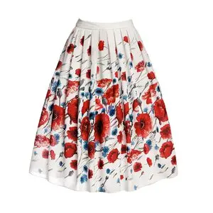 RUMOUR LONDON Poppy Floral Flared Midi Skirt - White