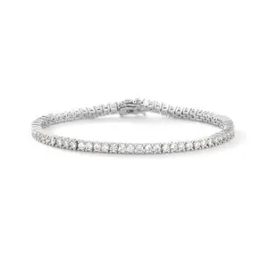 VICSTONENYC FINE JEWELRY Triple Excellent Cut Cubic Zirconia Tennis Bracelet - Silver
