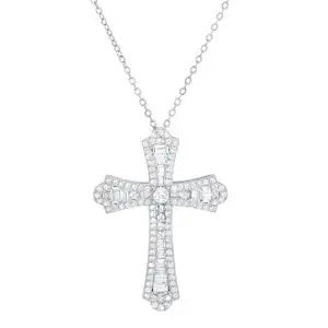 KYLIE HARPER Sterling Cz Cross Pendant - Silver