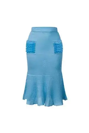 ANDREEVA Knit Skirt With Handmade Details - Blue