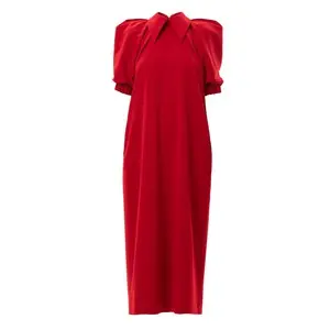 JULIA ALLERT Collared Puff Sleeve Midi Dress