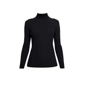 RUMOUR LONDON Mia Ribbed Merino Wool Turtleneck Sweater - Black