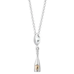 LILY CHARMED Sterling Silver Champagne Bottle Charm Necklace With Gold Plated Detail - Silver/gold