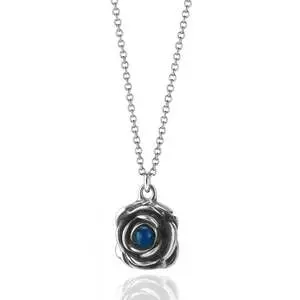 UNALOE Sterling Silver Rose Pendant Necklace With Sapphire - Silver/blue