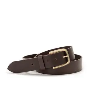 JUAN-JO Classic Textured Belt With Gold Buckle - Brown