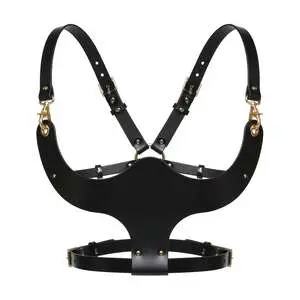 HAUTE CUIR Saria Leather Underbust Harness - Black