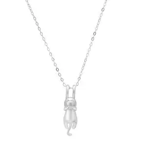 KYLIE HARPER Dangling Kitty Cat Pendant Necklace - Silver