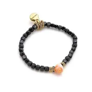 ADRIANA PAPPAS DESIGNS Mini Shell Stretch Bracelet - Black