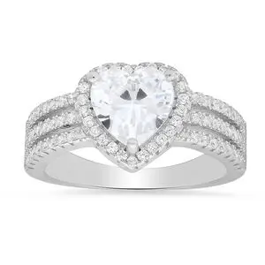 KYLIE HARPER Sterling Heart Cut Cz Halo Ring - Silver