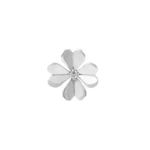 LEE RENEE Diamond Lucky Clover Lapel Pin - Silver