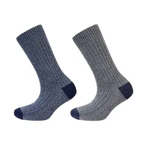 GREENTREAT Ribbed Organic Cotton Boot Socks - Blue/grey