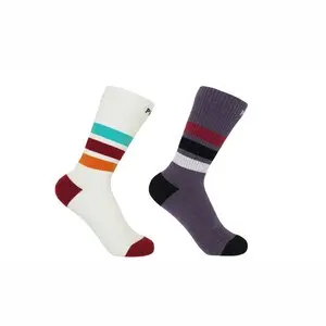 PEPER HAROW - MADE IN ENGLAND Striped Organic Sport Socks 2-pack - Purple/white