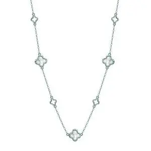 SHADED THE LABEL Fiadh Pearl Clover Necklace - Silver
