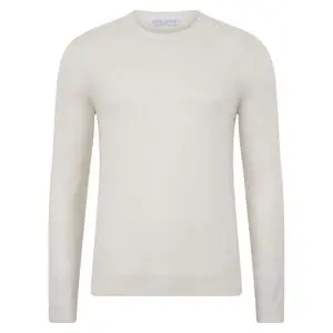 PAUL JAMES KNITWEAR Extra Fine Merino Wool Crew Neck Jumper - White