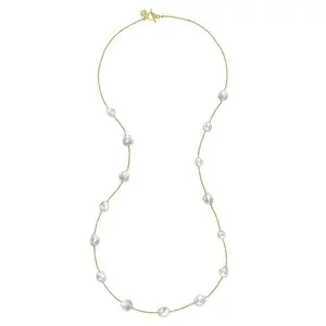 DOWER & HALL Vermeil Chain Necklace With Baroque Pearls - Gold